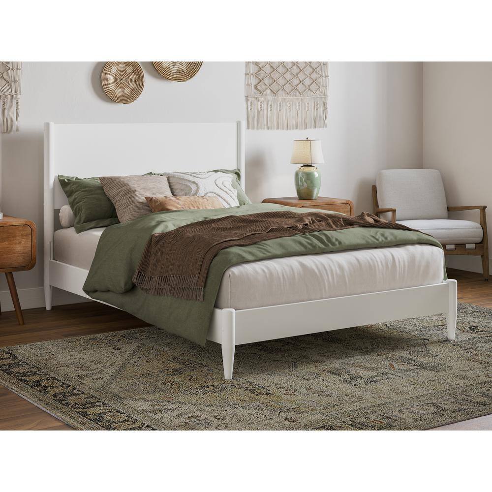 AFI Pasadena White Solid Wood Frame Full Low Profile Platform Bed ...