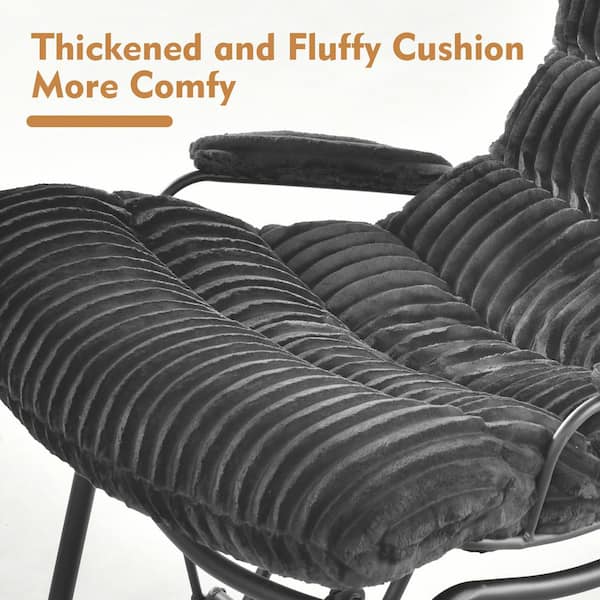 Allwex Oren Gray Plush Corduroy Modern Lazy Armchair Allwex Oren Gray Plush Corduroy Modern Lazy Armchair