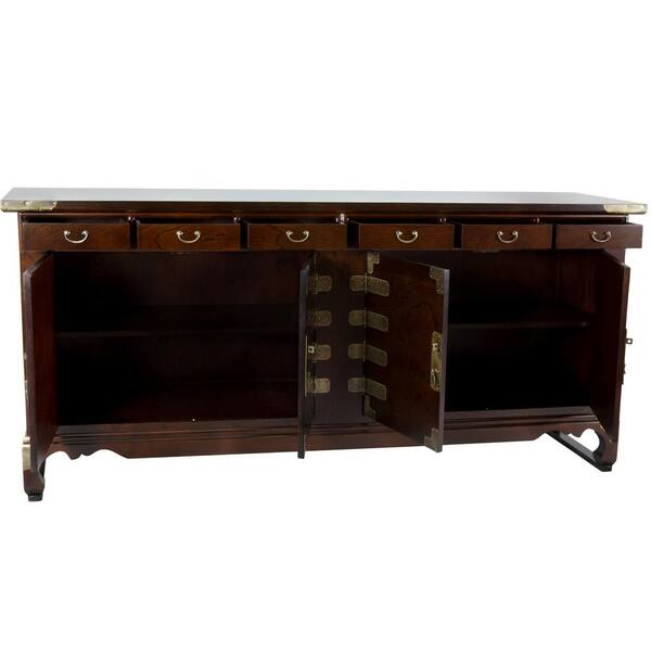 Oriental Furniture Korean Antique Style 8 Drawer Double Cabinet Credenza