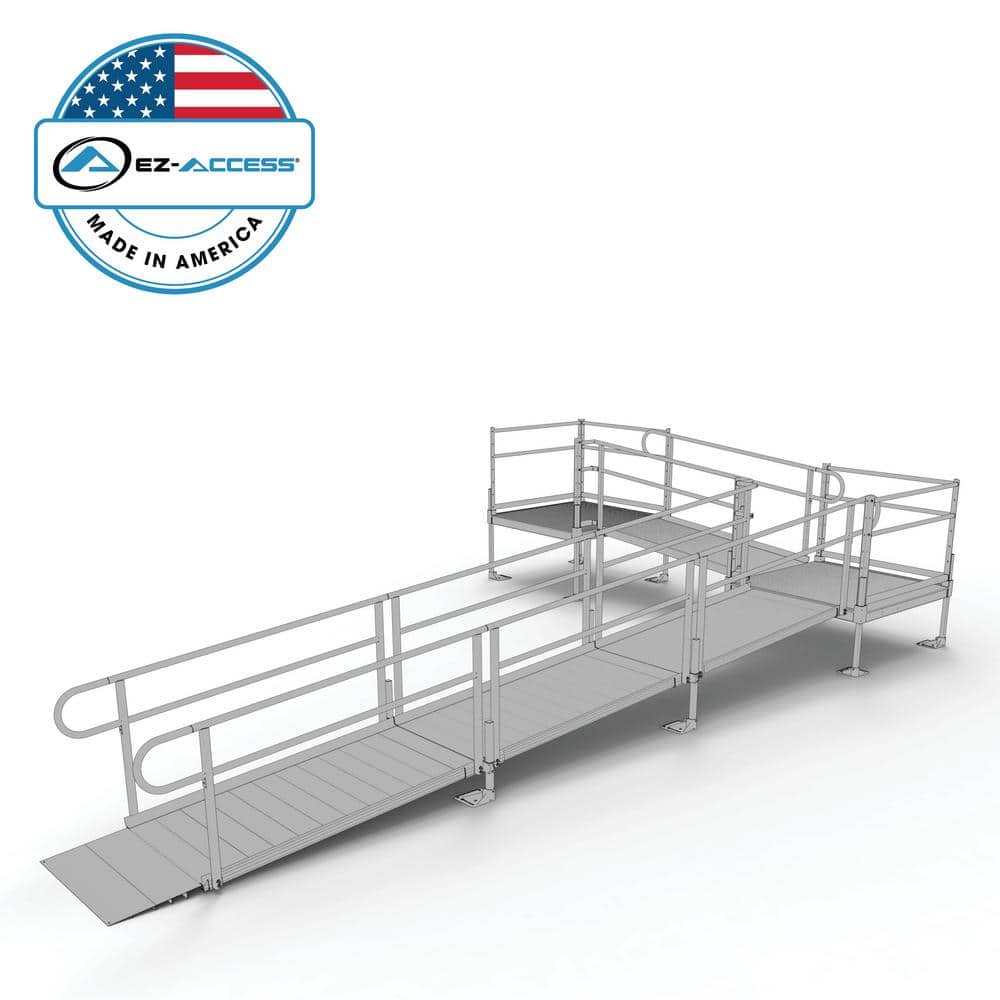 EZ-ACCESS PATHWAY 24 ft. L-Shaped Aluminum Wheelchair Ramp Kit with ...