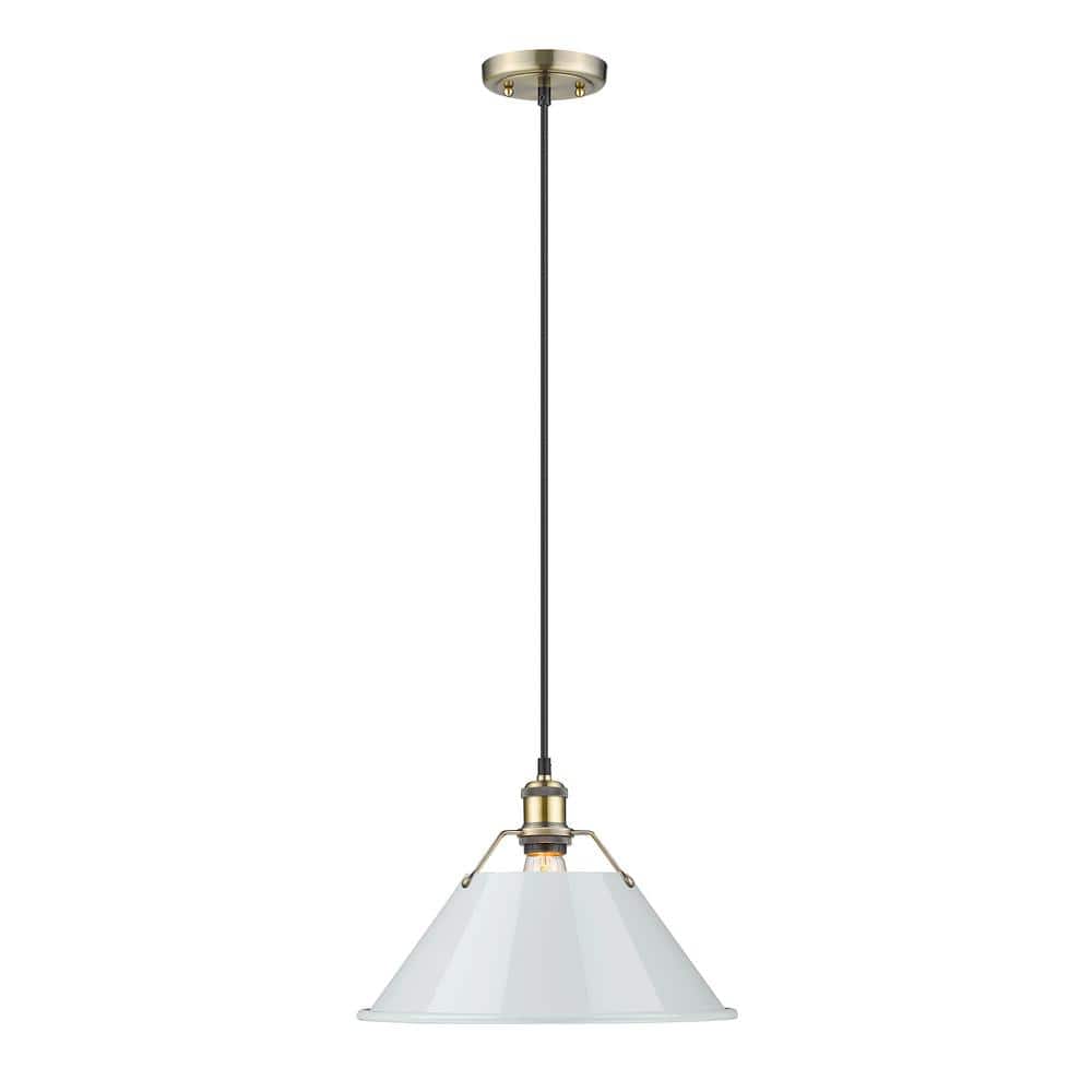 Golden Lighting Orwell 100-Watt 1-Light Aged Brass and Dusky Blue ...