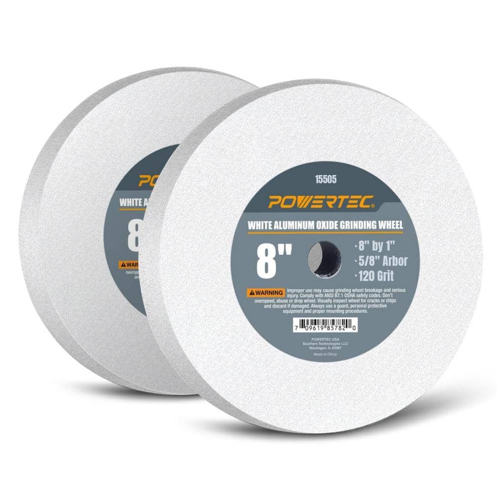 ‎POWERTEC 8 in. x 1 in., 5/8 Arbor, 120 Grit White Aluminum Oxide ...