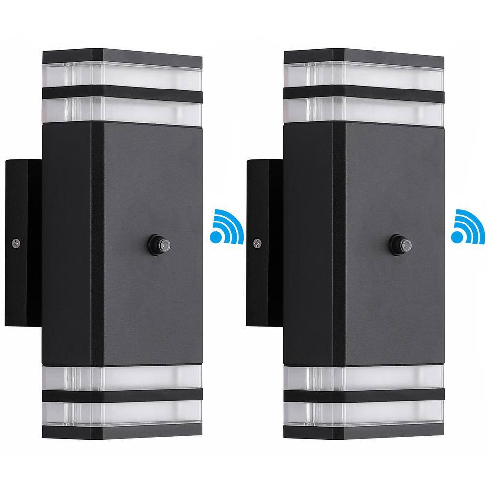 HKMGT 2-Layer Black Dusk to Dawn Outdoor Hardwired Wall Lantern Sconce ...