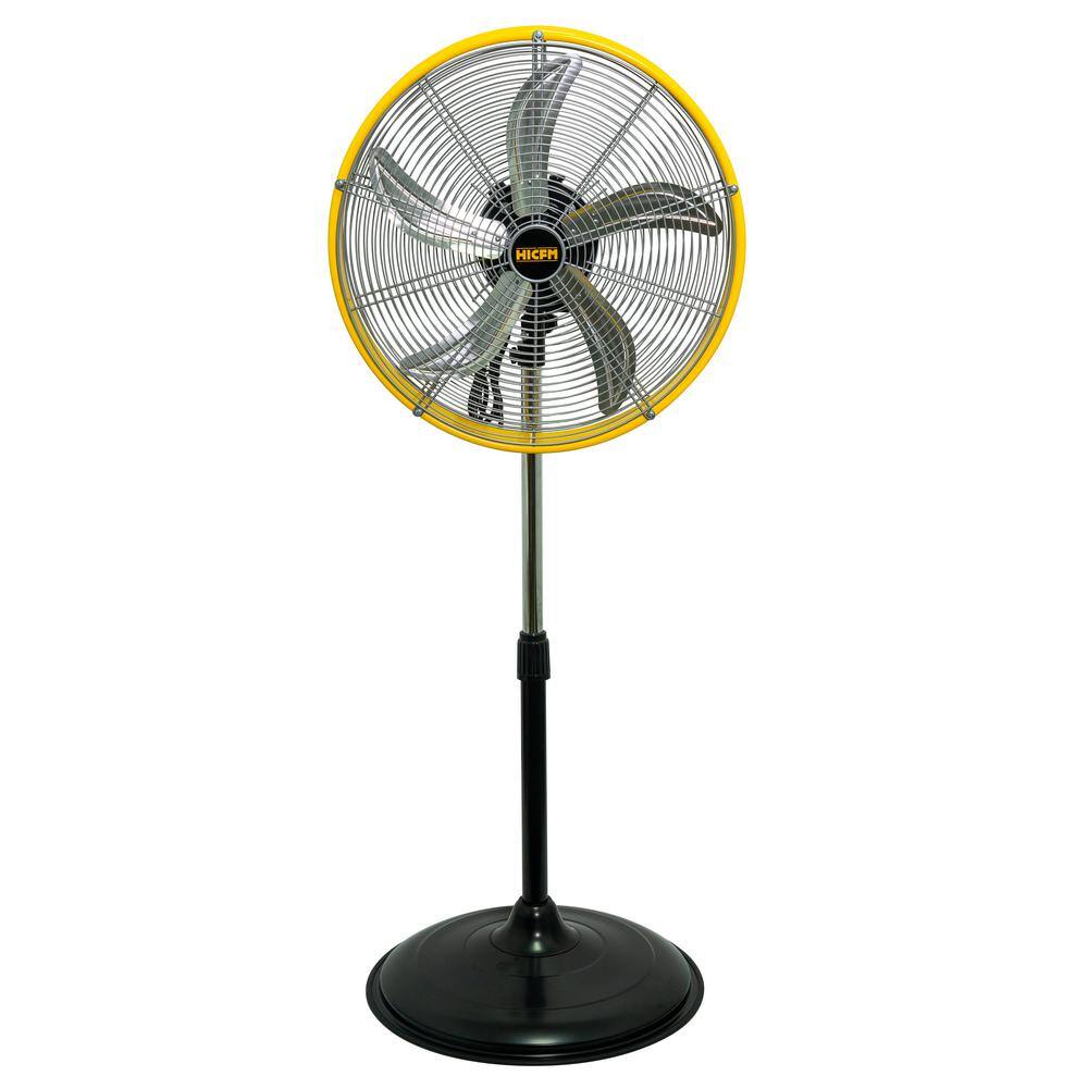 WOCK 20 in. 3 Speeds High Velocity Oscillating Pedestal Fan in Yellow ...