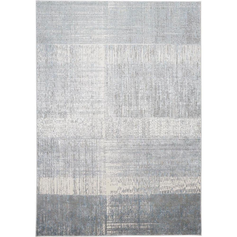 HomeRoots 2 ft. x 8 ft. Gray, White Abstract Area Rug 2000513045 - The ...
