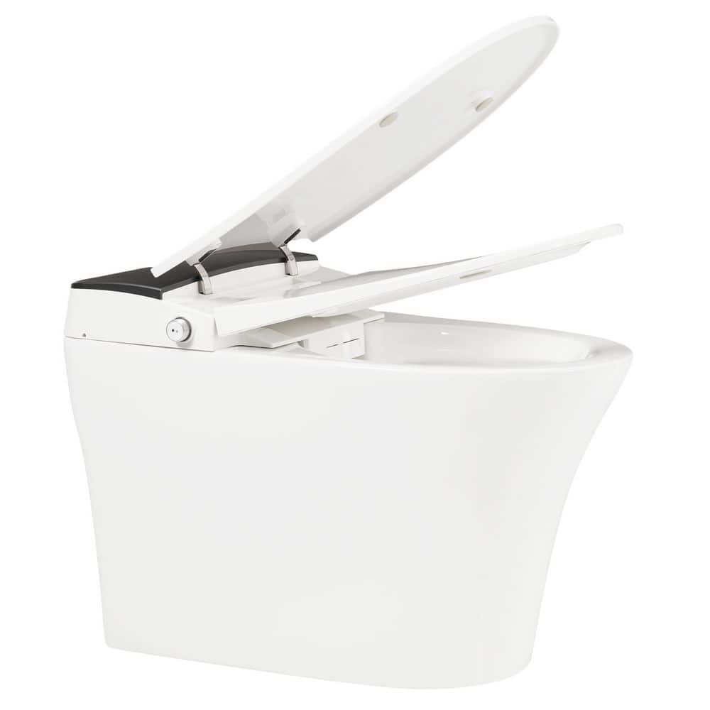 Tenleaf 12 in. 1-Piece 1.28 GPF Single Flush Elongated Heated Seat ...