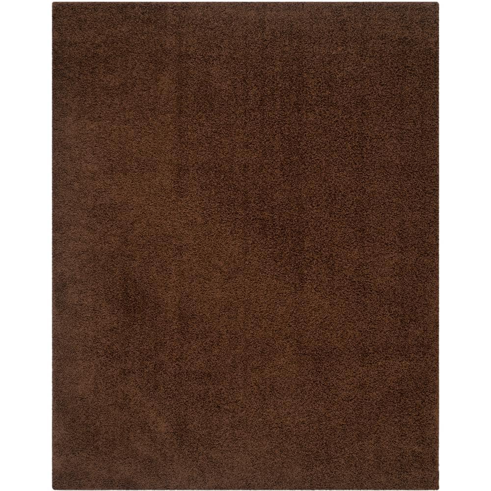 SAFAVIEH Athens Shag Brown 8 ft. x 10 ft. Solid Area Rug SGA119A-8 ...