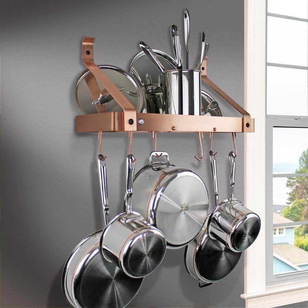 Enclume Handcrafted 24 in. Gourmet Bookshelf Wall Rack with 12-Hooks ...
