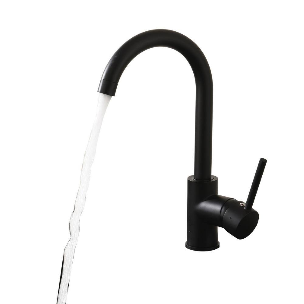 Fapully Single-Handle Gooseneck Kitchen Faucet in Matte Black ...