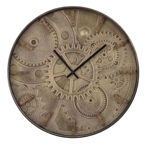 OPICUTE Clocks, 20" Round, Wall Clock, Brown, Transitional B2710P287074 ...