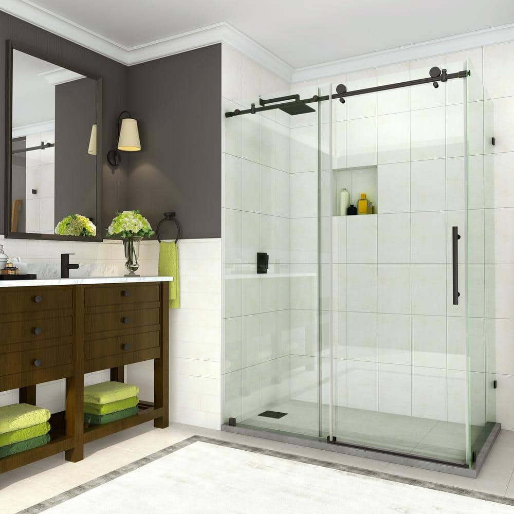 Aston Coraline 44 - 48 in. x 33.875 in. x 76 in. Completely Frameless ...