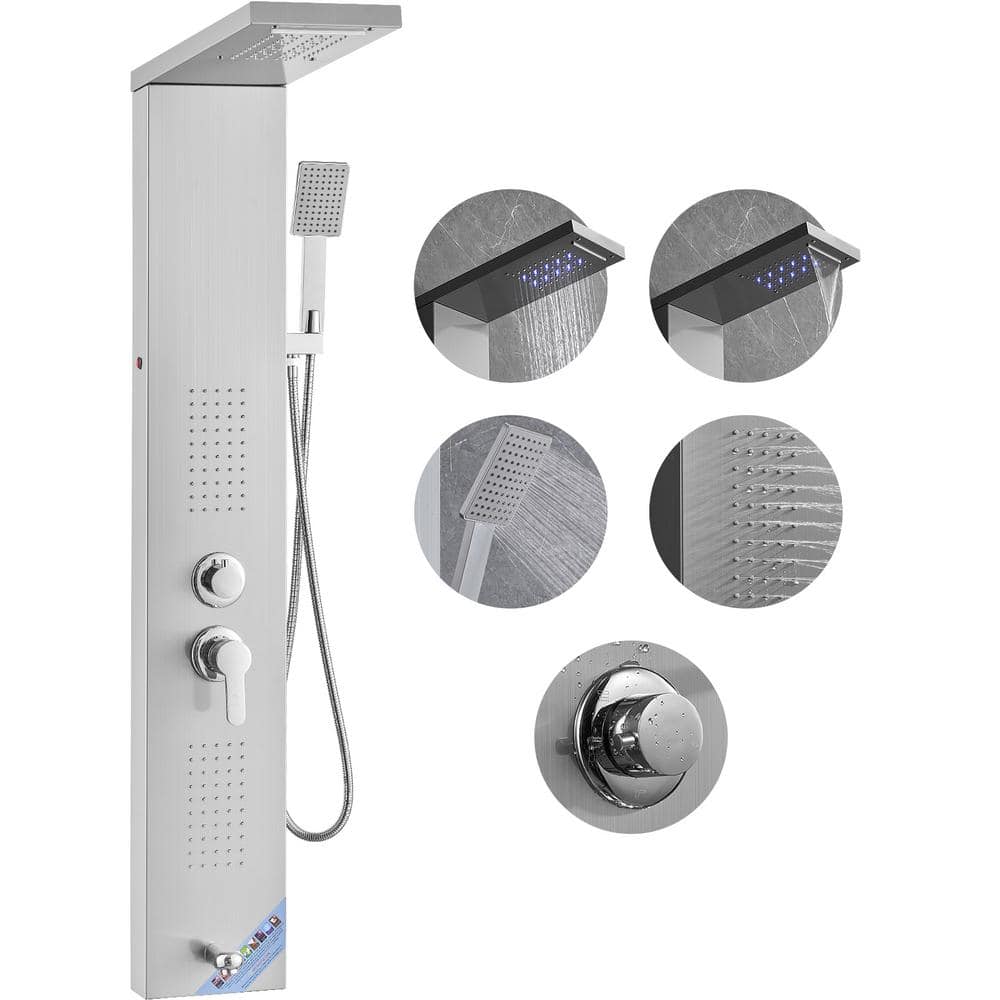 SKYSHALO Shower Panel System 5 Shower Modes LED Shower Panel Tower ...