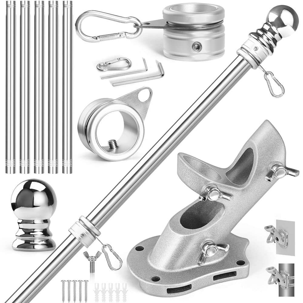 6 ft. Stainless Steel Flagpole Flag Pole Kit with1 in. Metal 360 ...