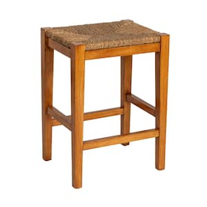 MODWAY Saorise 26 in. Walnut Natural Backless Wood Bar Stool Counter ...
