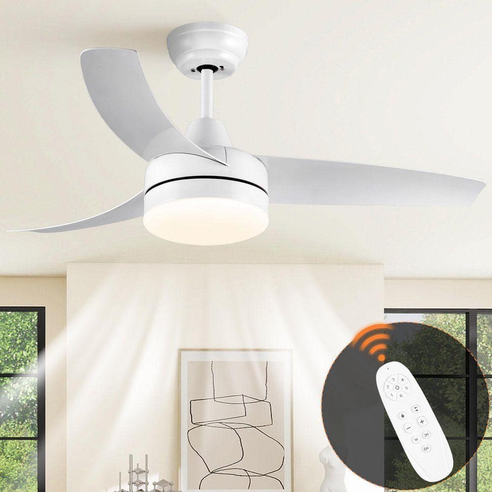 Gloweer Classic Series 42 in. Smart Indoor White Low Profile 3-Blade ...
