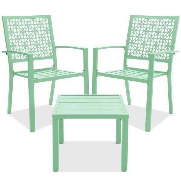 Best Choice Products Mint Green 3-Piece Metal Outdoor Patio Bistro Set ...