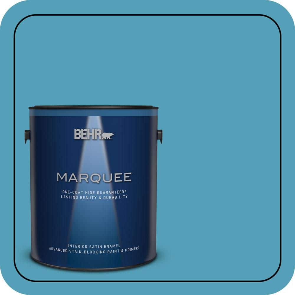BEHR MARQUEE 1 gal. #M480-5A North Pole Blue One-Coat Hide Satin Enamel ...