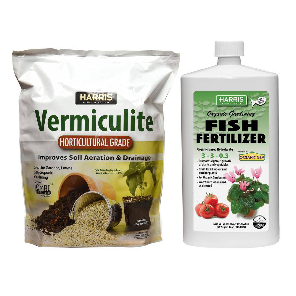 Harris 8Qt. Horticultural Vermiculite Gardening & 32 oz. Organic ...