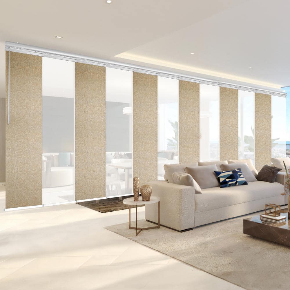 EMOH Sand Dune 140 in. - 260 in. W x 94 in. L Adjustable 12-Panel White ...