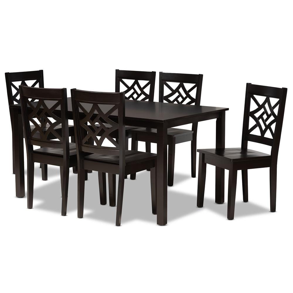 Baxton Studio Nicolette 7-Piece Dark Brown Dining Set 1791138510519HD ...