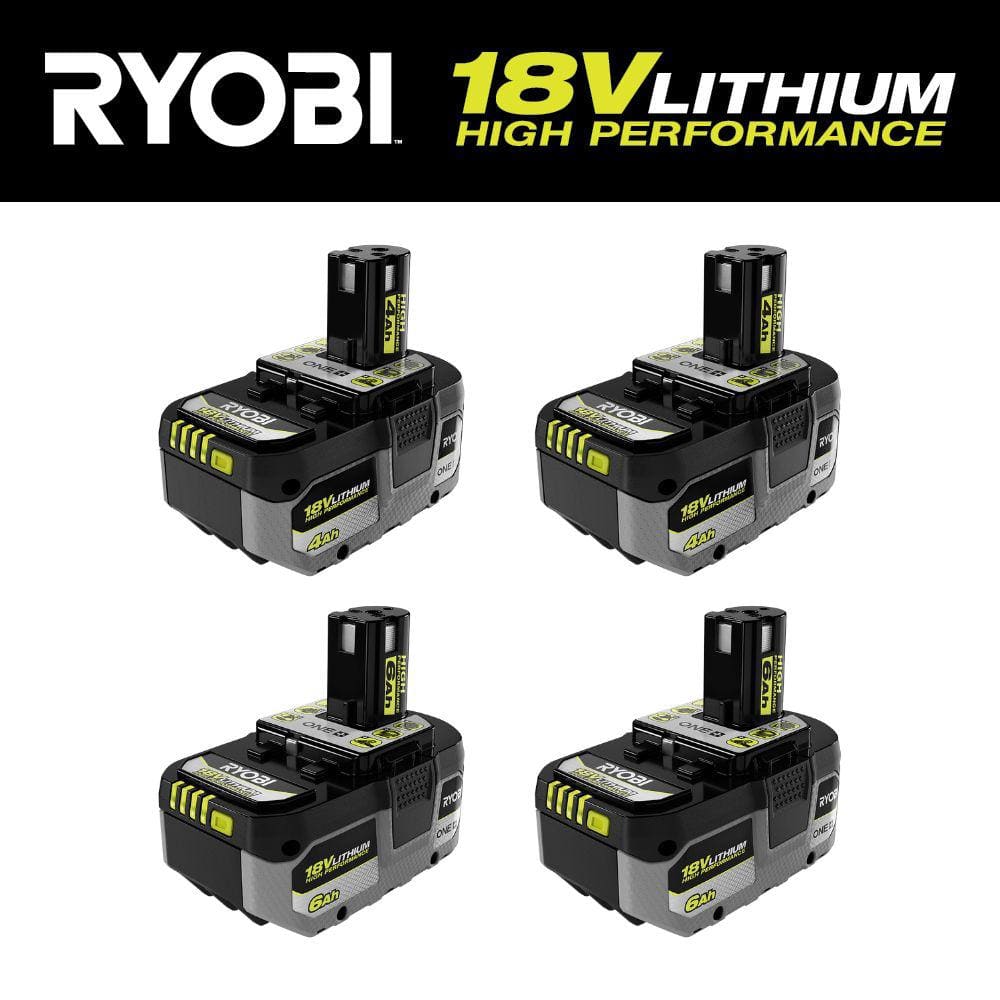 RYOBI ONE+ 18V HIGH PERFORMANCE Lithium-Ion (2) 4.0 Ah and (2) 6.0 Ah ...