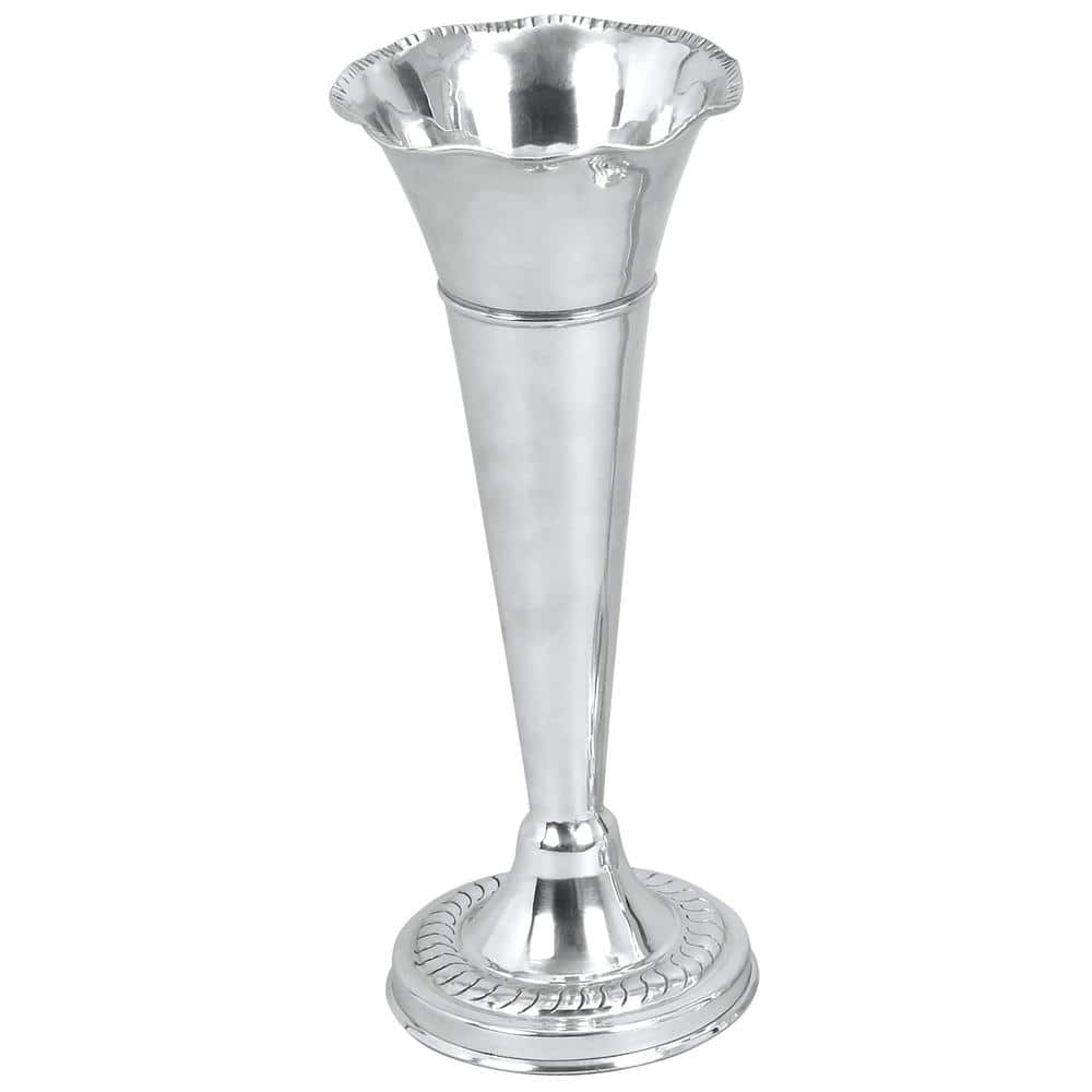 Litton Lane 15 in. Silver Flute Shaped Aluminum Metal Decorative Vase ...