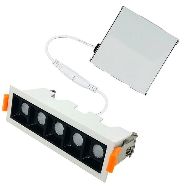 BAZZ DISK 6 in. 5 Spots Rectangular Integrated LED Recessed Light Trim ...