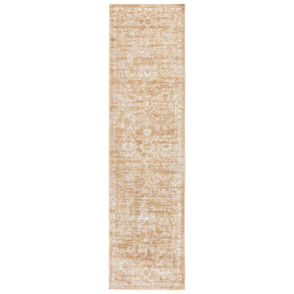 SAFAVIEH Hazel 2 ft. x 8 ft. Gold/Ivory Distressed Abstract Floral ...
