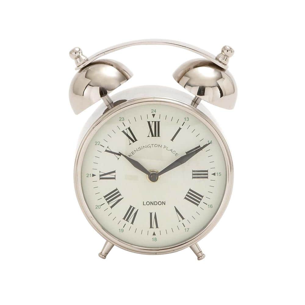 Litton Lane Silver Stainless Steel Traditional Analog Tabletop Clock ...