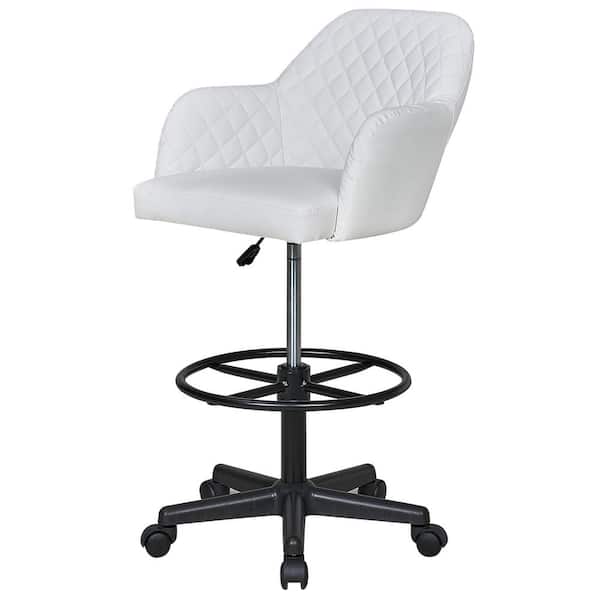 VECELO Swivel Office Chair Faux Leather Upholstered Ergonomic Drafting ...