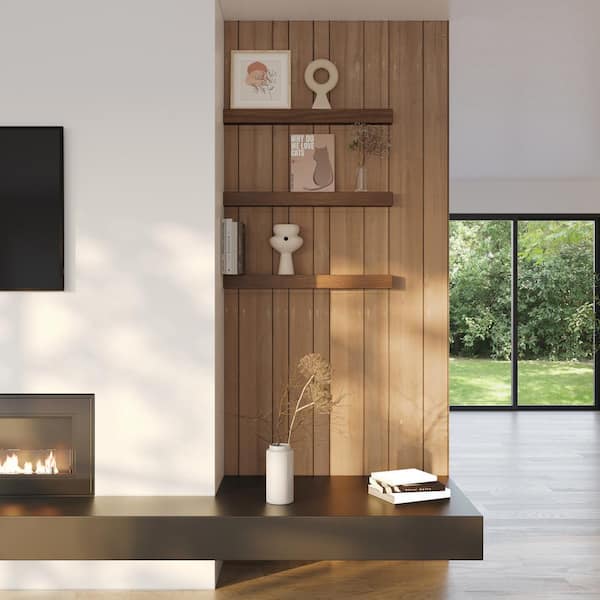 Dogberry 16 in. W x 10 in. D Walnut Veneer Wood Kitchen Decorative Wall Shelf k 16102 waln