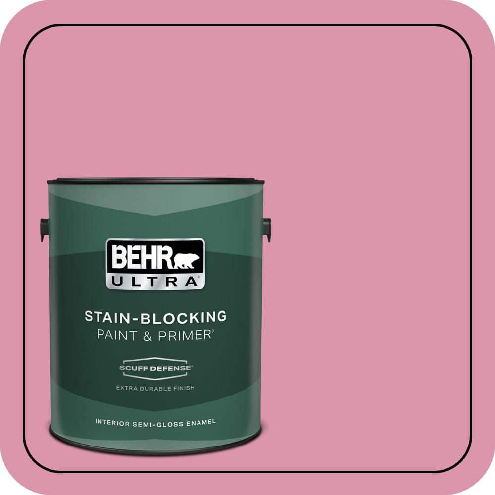 BEHR ULTRA 1 gal. #110B-4 Foxy Pink Extra Durable Semi-Gloss Enamel ...