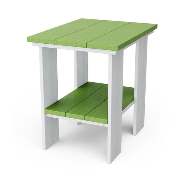 Wildridge Contemporary Lime Green and White HDPE Plastic Outdoor Side ...