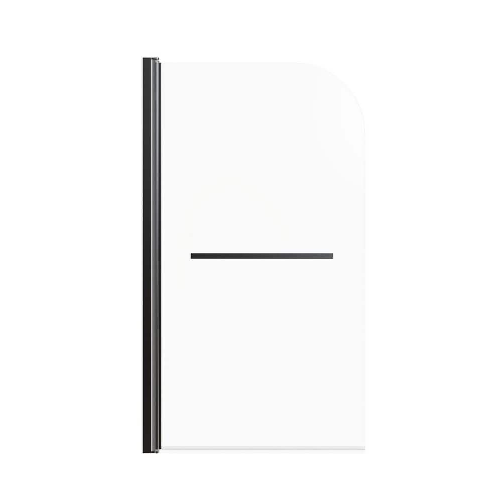 31 in. W x 55 in. H Pivot Frameless Tub Door in Black with Clear Glass ...
