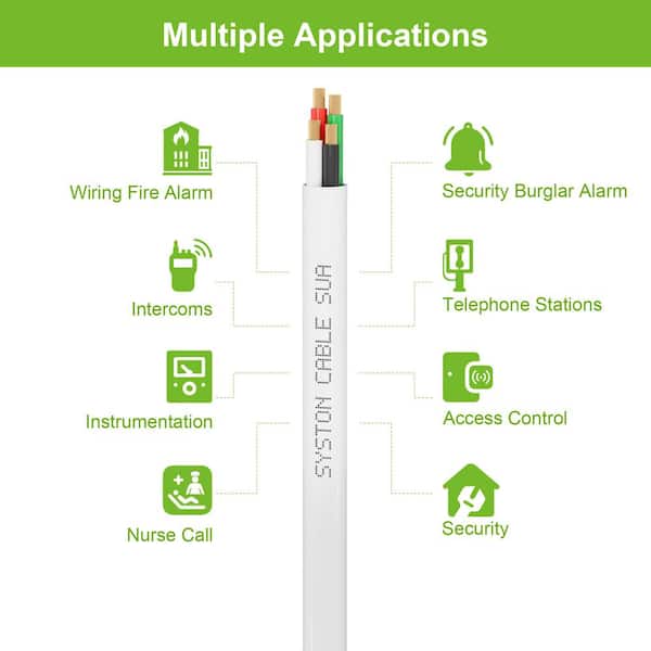 Syston Cable Technology 250 ft. 16/4 White CL3P/CMP Stranded Copper Fire Security Burglar ...