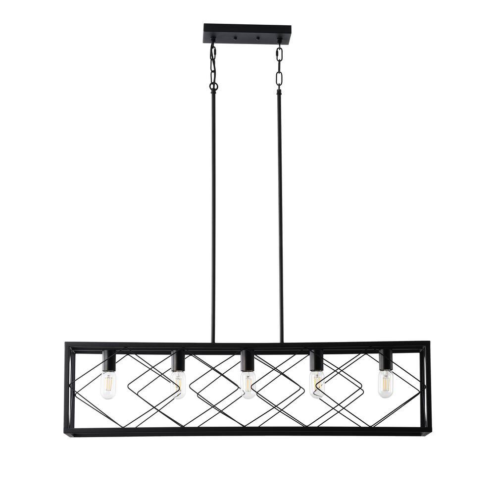 aiwen 41 in. 5-Light Black Farmhouse Rectangle Chandeliers Vintage ...