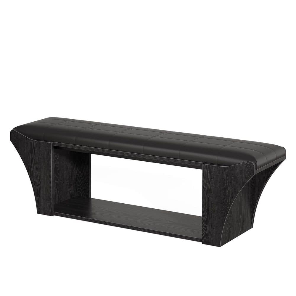 BYBLIGHT Black Entryway Bench Dining Table Bench 57 " Modern Shoe Bench ...