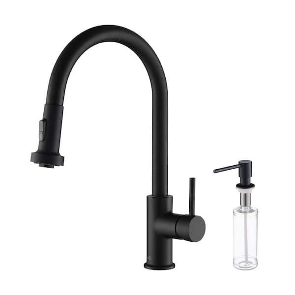 KIBI 17 in.H Single Hole 1.8 GPM Pull Down Sprayer Kitchen Faucet with ...