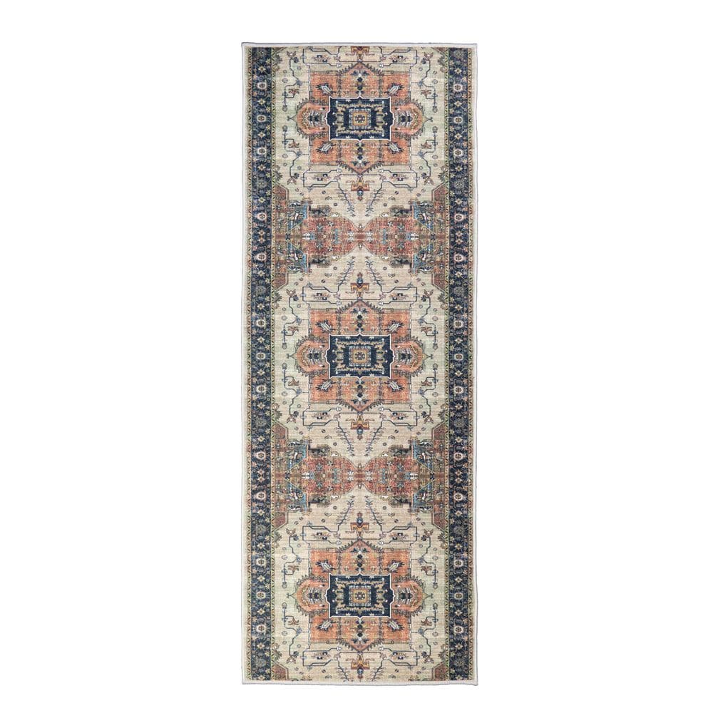 RugStylesOnline Custom Image Series Oriental Serapi Medallion Cream-Multicolor 26 in. W x 408 in ...