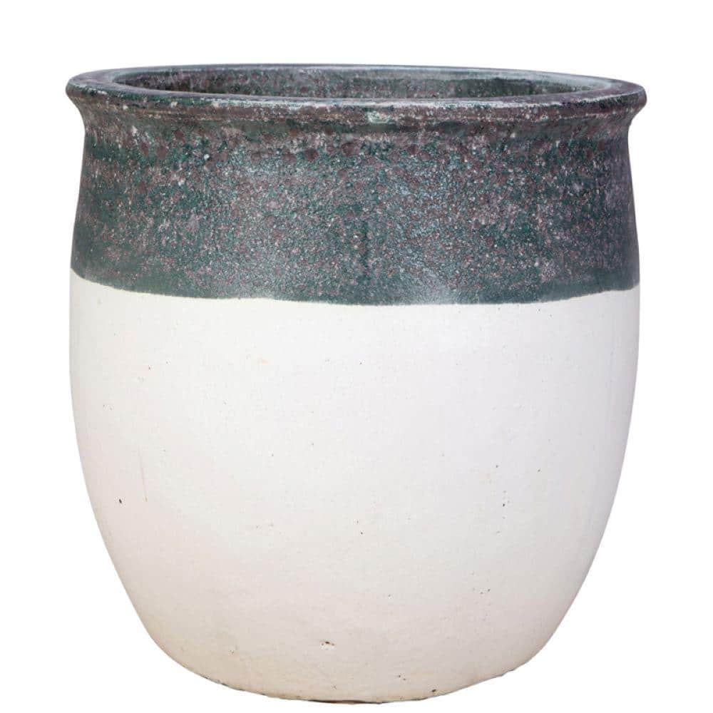 19 in x 18 in. Ceramic Tarsus Jar Decorative Planter Shoreline Matte ...