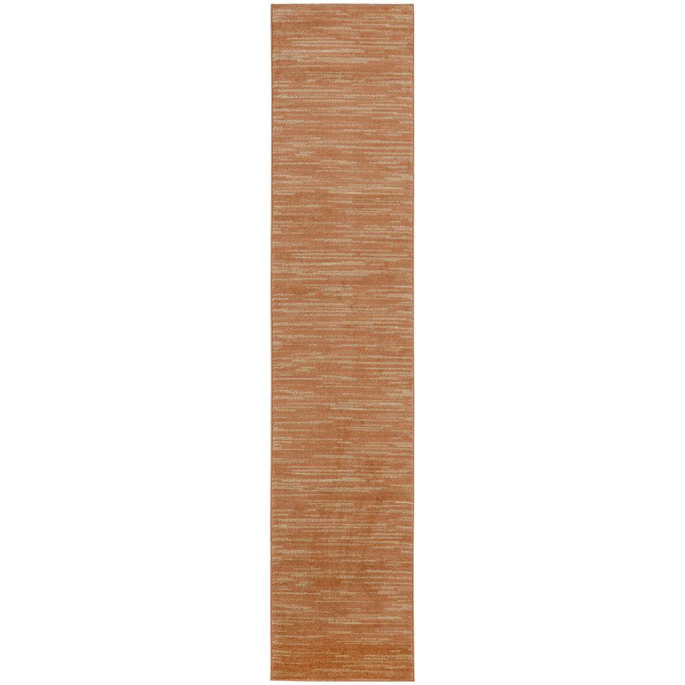 Nourison Essentials 2 ft. x 6 ft. Rust Abstract Contemporary Runner ...