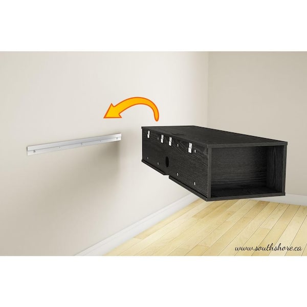 South Shore City Life 50 Disk Capacity Wall Mounted Media Console in Black Oak 4147675 The Home Depot