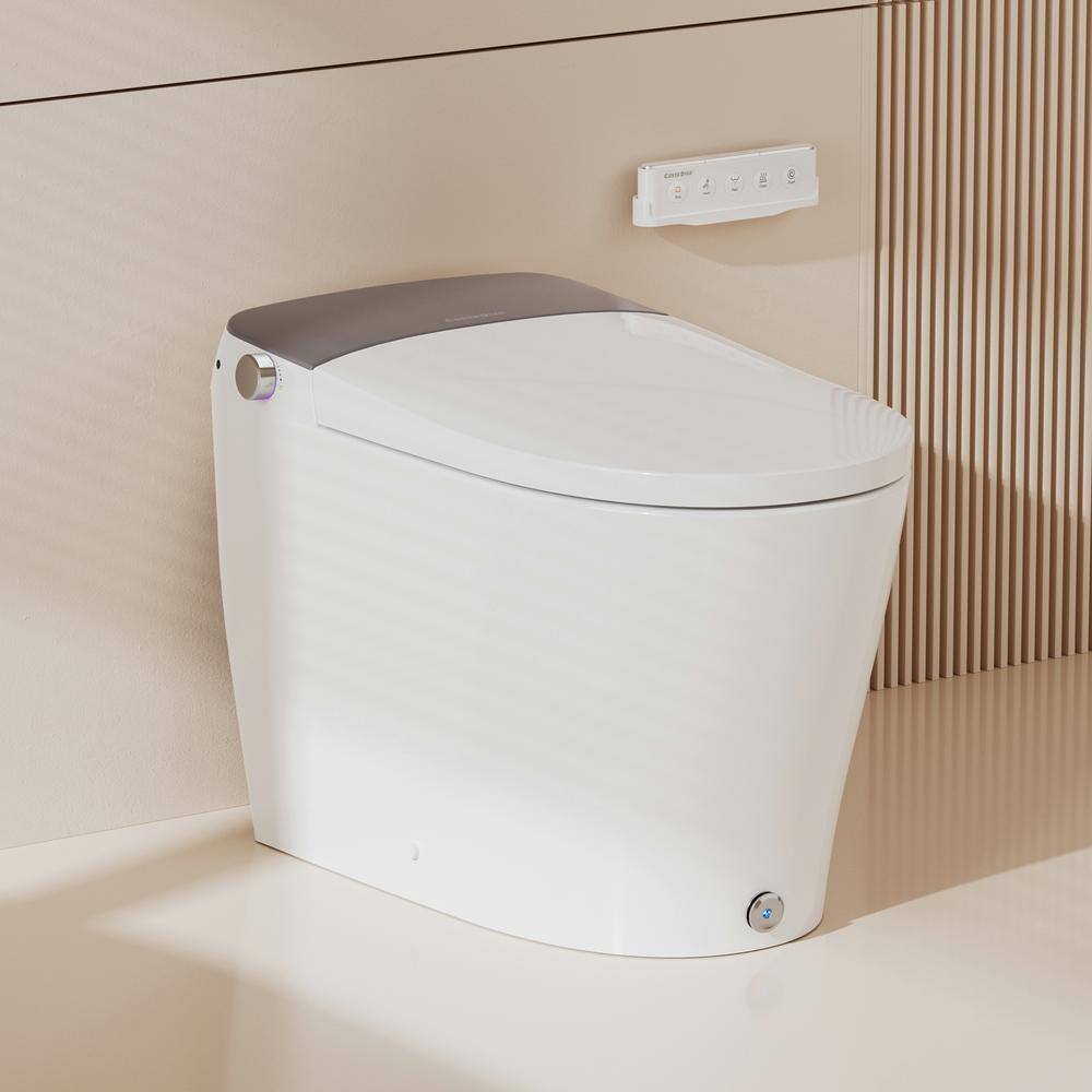 Casta Diva Elongated Electric Bidet Toilet 1.06 GPF in White and Bronze ...