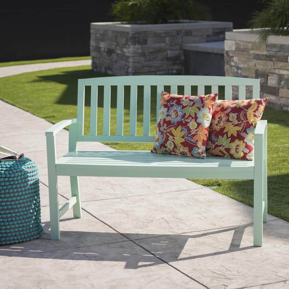 Noble House Loja 2-Person Light Mint Wood Outdoor Patio Bench 17458 ...