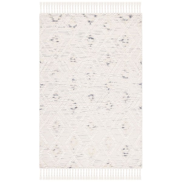 SAFAVIEH Natura 8 ft. x 10 ft. Ivory/Gray Diamond Monochrome Area Rug ...