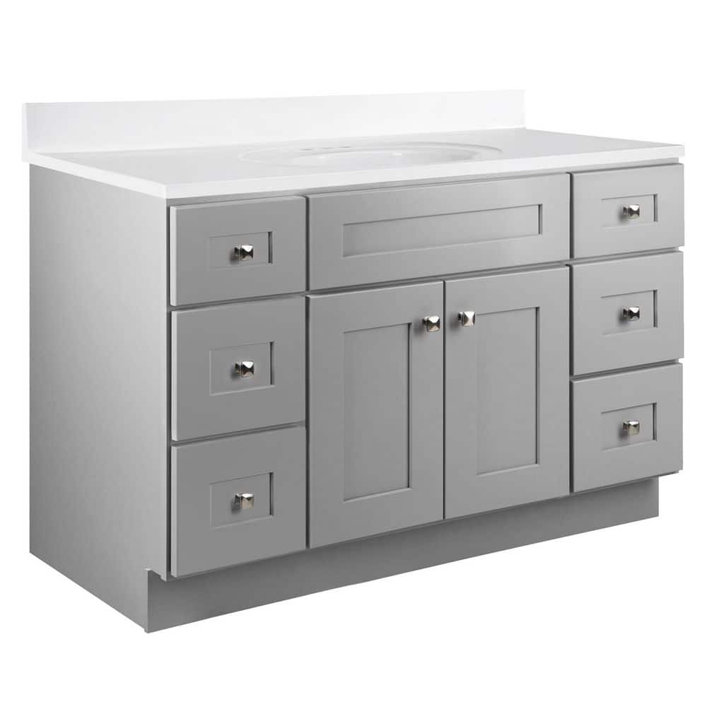 Design House Brookings 49 in. W 1 Sink Bath Vanity in Gray with Solid ...