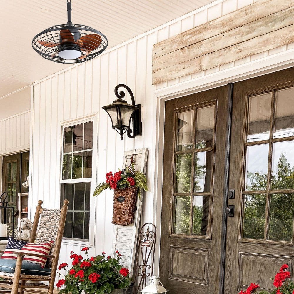 FEKZO 20 in. Indoor Black Downrod Mount Standard Ceiling Fan with Hook ...