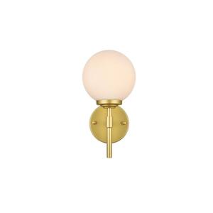 Simply Living 6 in. 1-Light Modern Brass Vanity Light with Frosted ...
