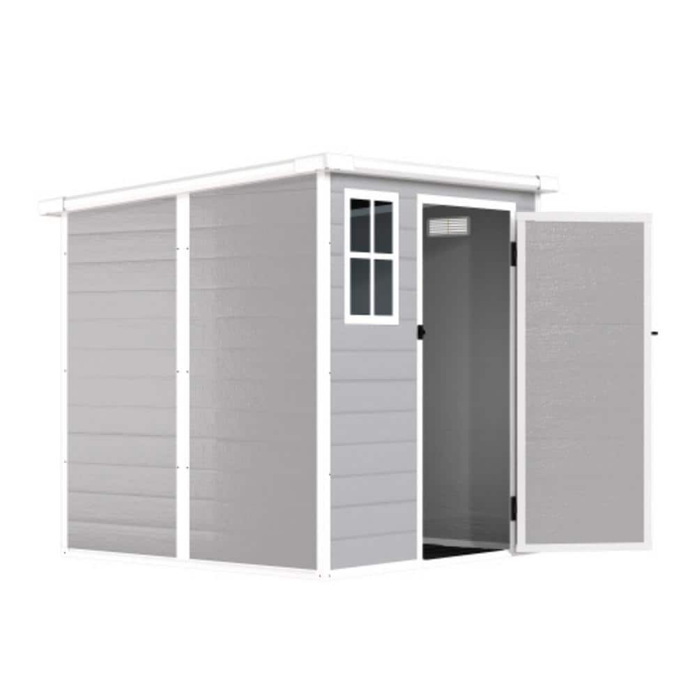 Clihome 6 ft. W x 6 ft. D Resin Outdoor Storage Shed Garden Shed with ...