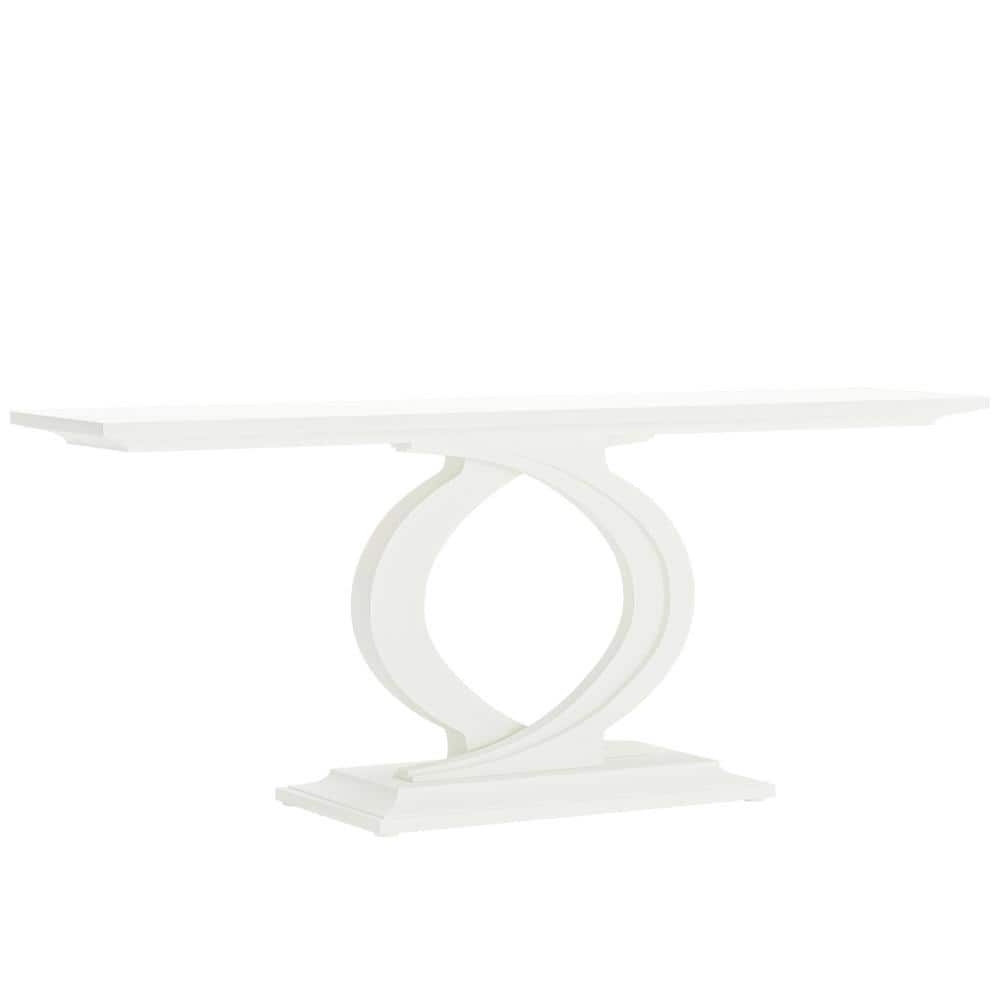 BYBLIGHT Turrella 59 in. White Rectangle Wooden Console Table, Modern ...